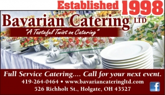 A Tasteful Twist on Catering, Bavarian Catering LTD, Holgate, OH